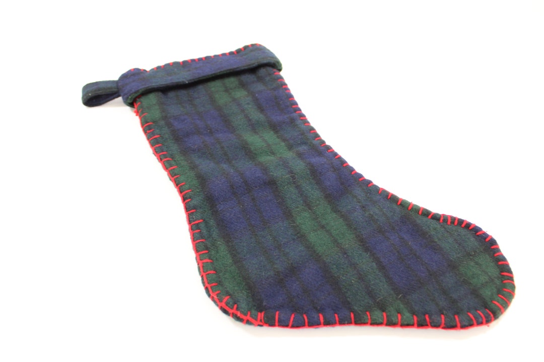 Wool Christmas Stocking, Wool Stocking, Hearth Mantle Stocking, Black ...