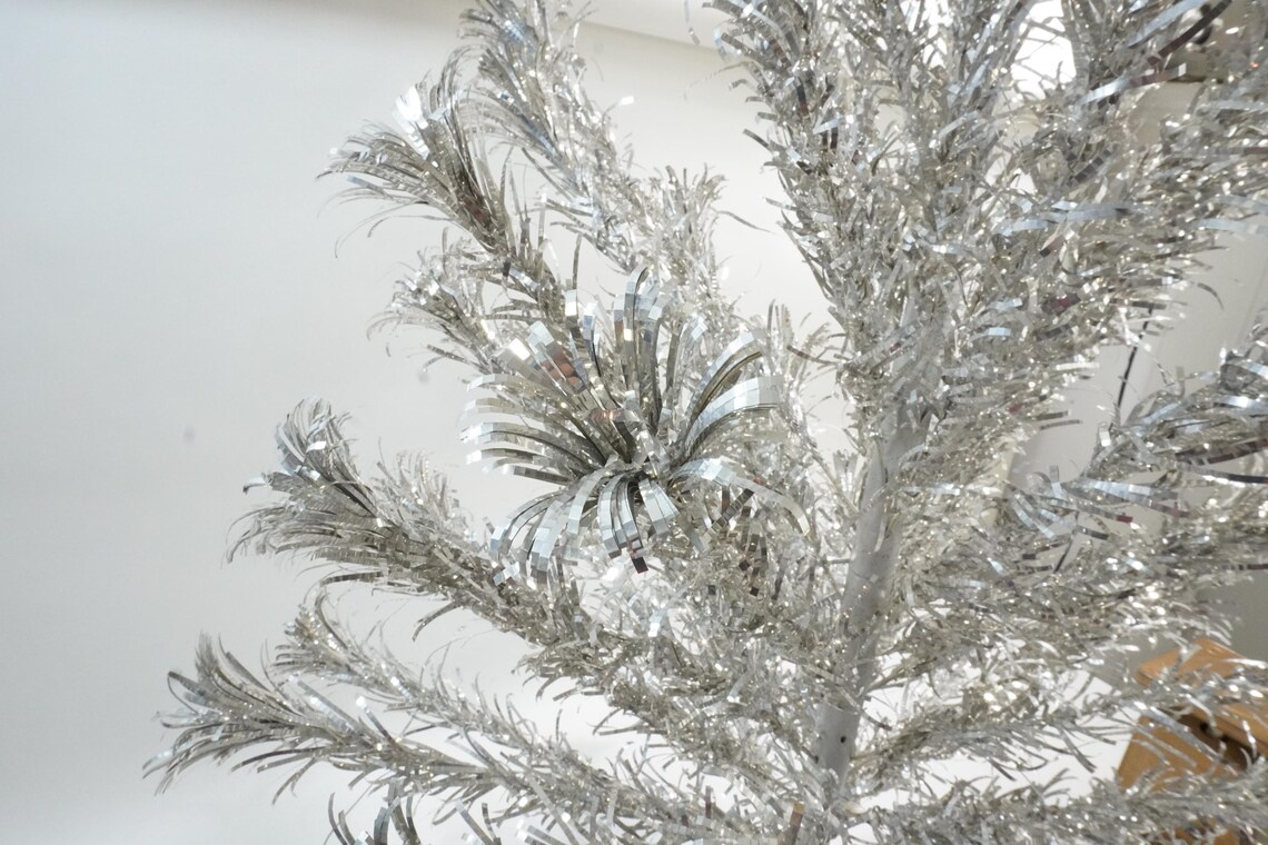 Artificial Tree, Vintage Aluminum Tree, Xmas Tree, Indoor Silver Tinsel ...