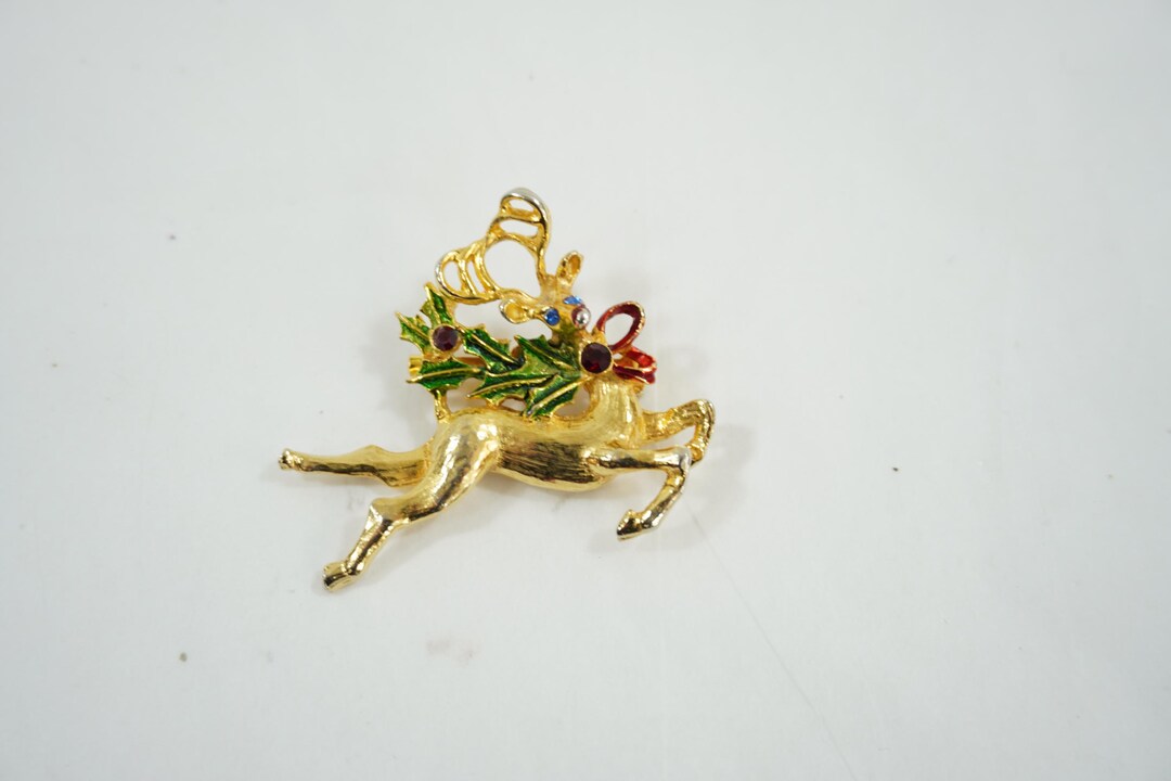 Vintage Christmas Pin, Pin, Deer Pin, Wearable Christmas Pin, Rudolph ...