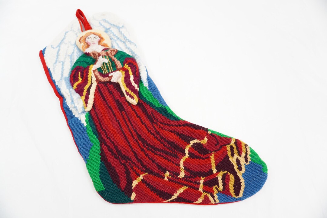 Vintage Needlepoint Christmas Stocking, Wool Needlepoint, Christmas ...