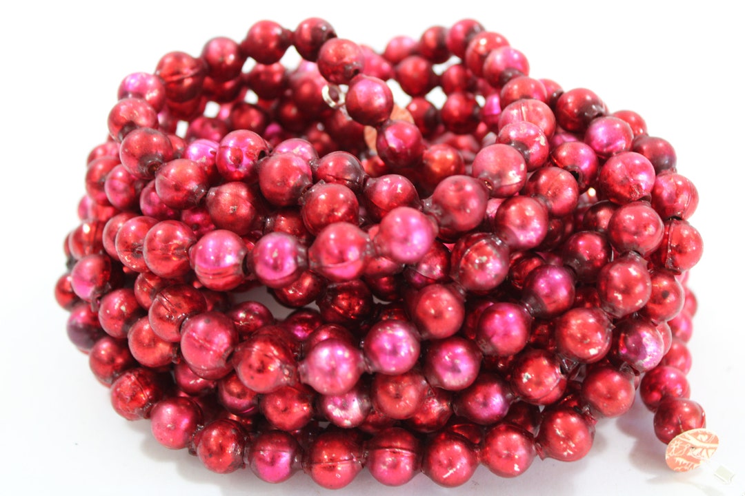 Vintage Christmas Garland, OLD Glass Tree Garland, 7/16" Dia Glass Tree ...