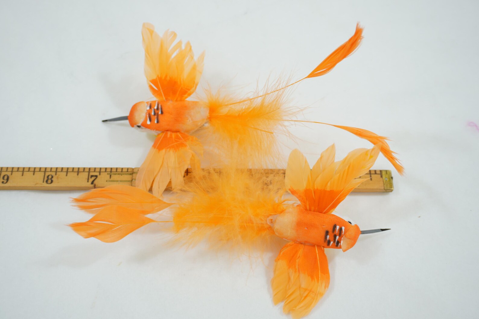 Artificial Hummingbirds Feathered Birds Orange Hummingbirds W ...