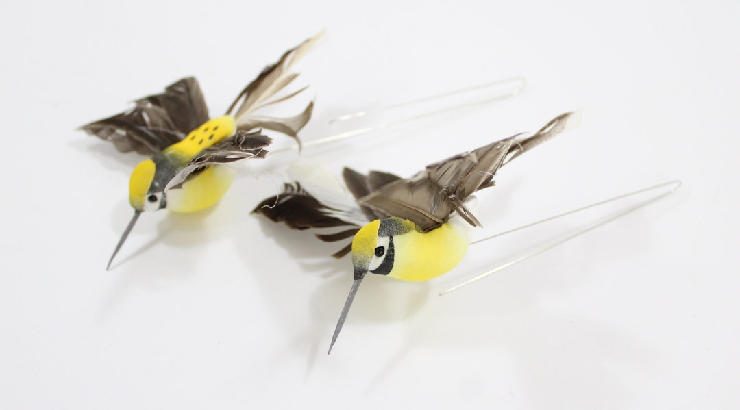 Artificial Hummingbirds, Feathered Birds, Yellow Hummingbirds W ...