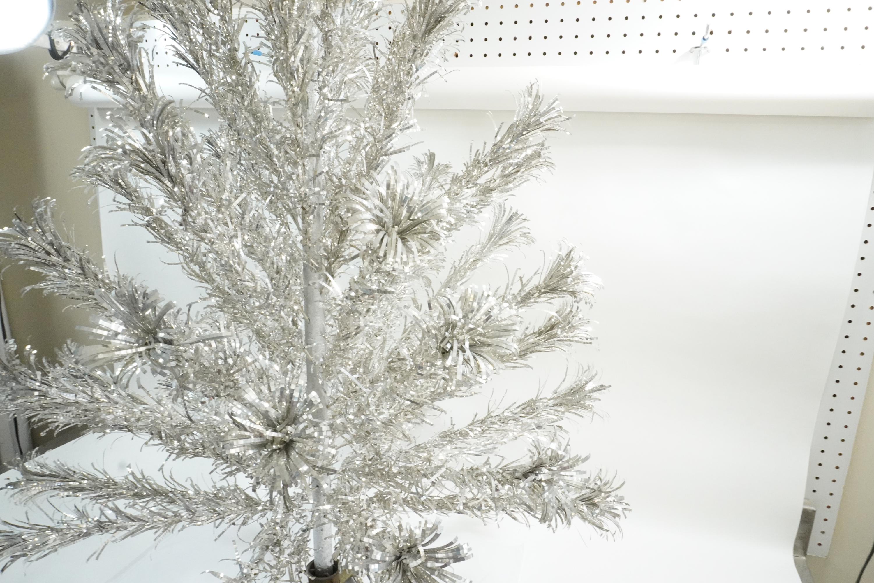 Artificial Tree, Vintage Aluminum Tree, Xmas Tree, Indoor Silver Tinsel ...