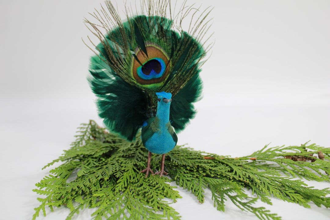 Peacock Bird, Artificial Standing Peacock Bird, Turquoise Blue ...