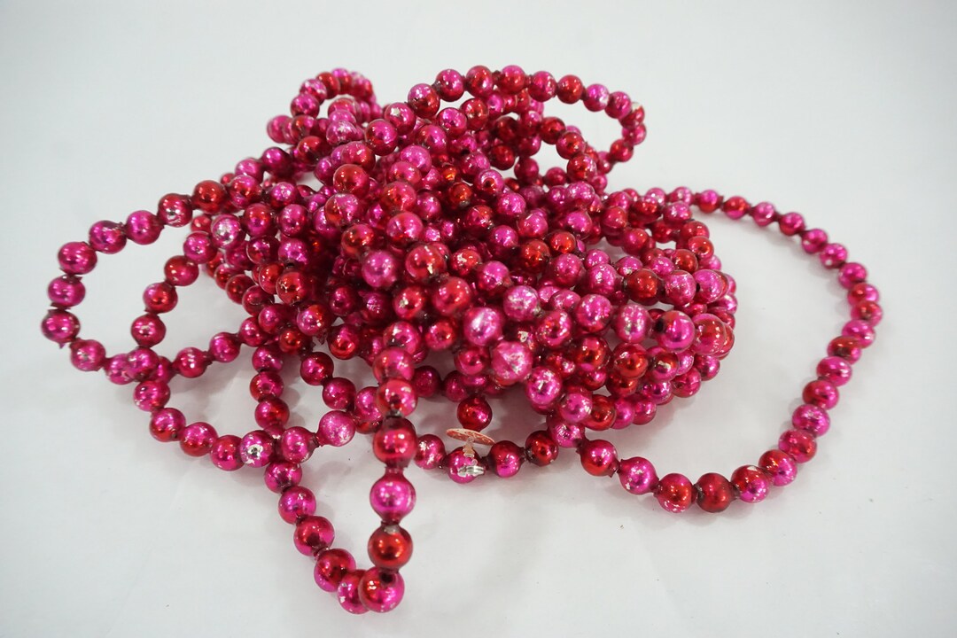 Vintage Christmas Garland, OLD Glass Tree Garland, Mid Century Glass ...