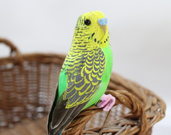Artificial Bird, Feathered Bird, Green Parakeet Bird for Wreaths Table ...