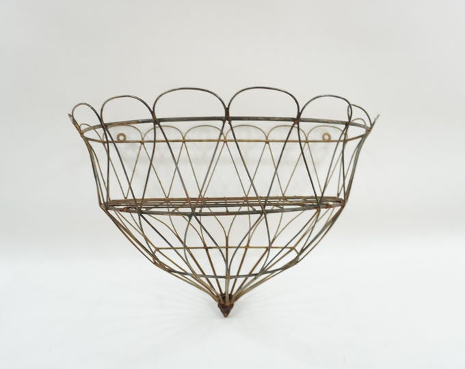 French Wire Basket, Metal Wire Flower Basket, Vintage Wire Basket, Flat ...