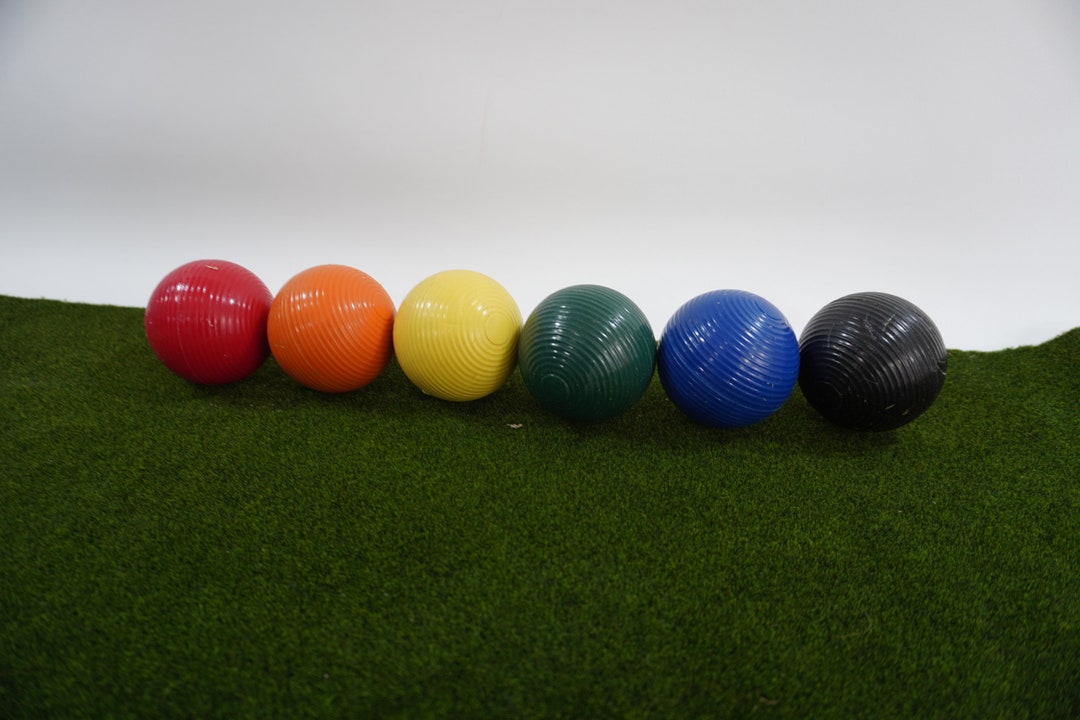 Vintage Croquet Balls, 6 Croquet Balls, Solid Ribbed Croquet Balls, 3 ...