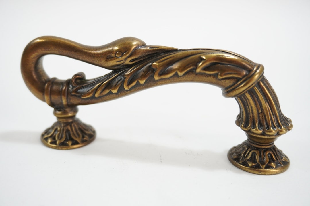 Brass Hardware, Swan 3" CC Cabinet Handle, Brass Cabinet Pull, Designer ...