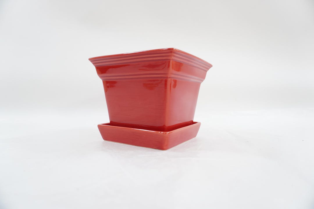 Glazed Pottery, Glazed Jardinière Planter, Glazed Flower Pot, Square ...