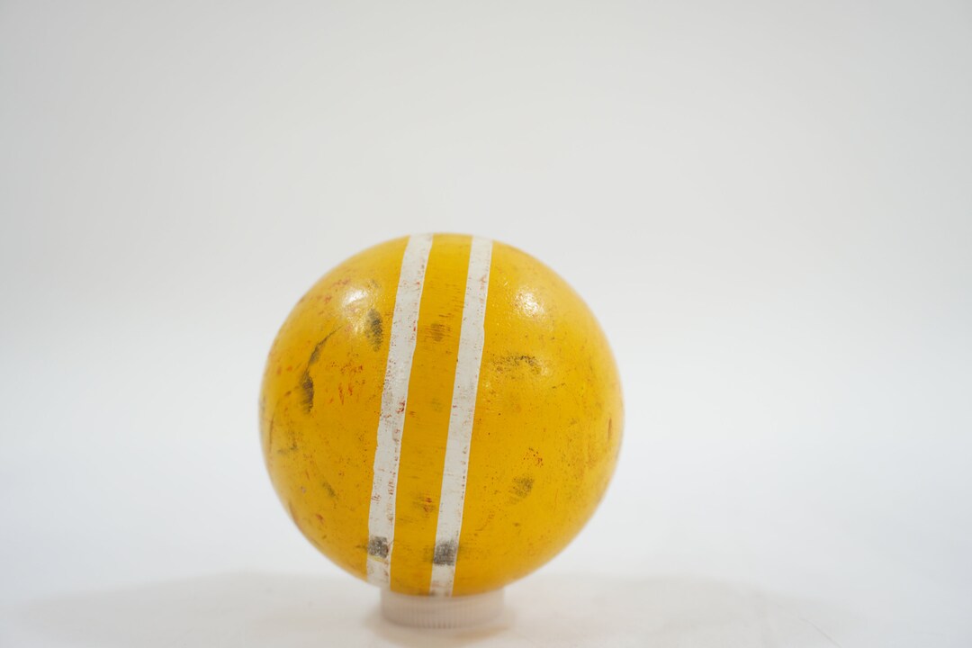 Vintage Croquet Ball, Croquet Ball, Double White Striped Smooth Yellow ...