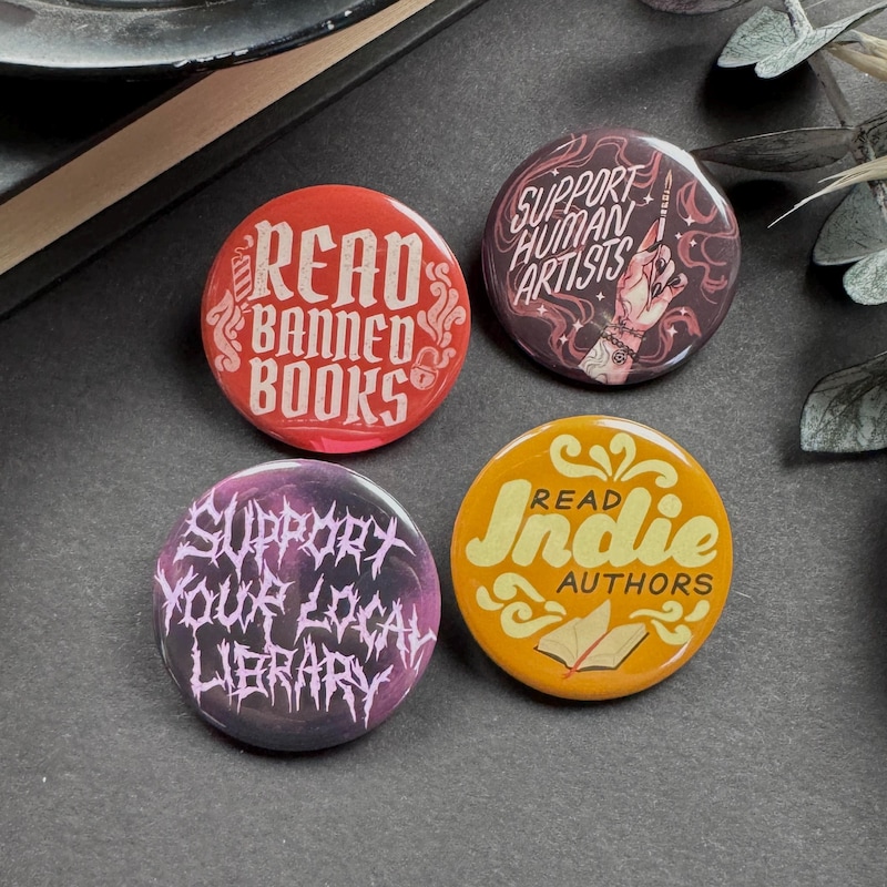 Library Buttons - Etsy
