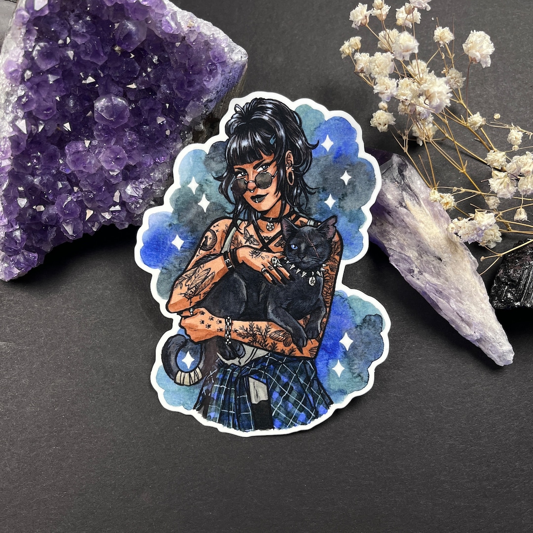 Black Cat Witch / Vinyl Sticker / Modern Witch Sticker - Etsy