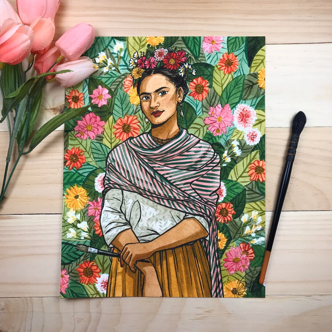 The Painter / Frida Kahlo / Signed Print Original Watercolor ...