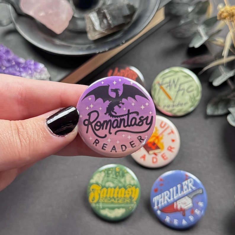 Book Genre Reader Buttons / 37mm / 1.46 Inches / Bookish Button - Etsy