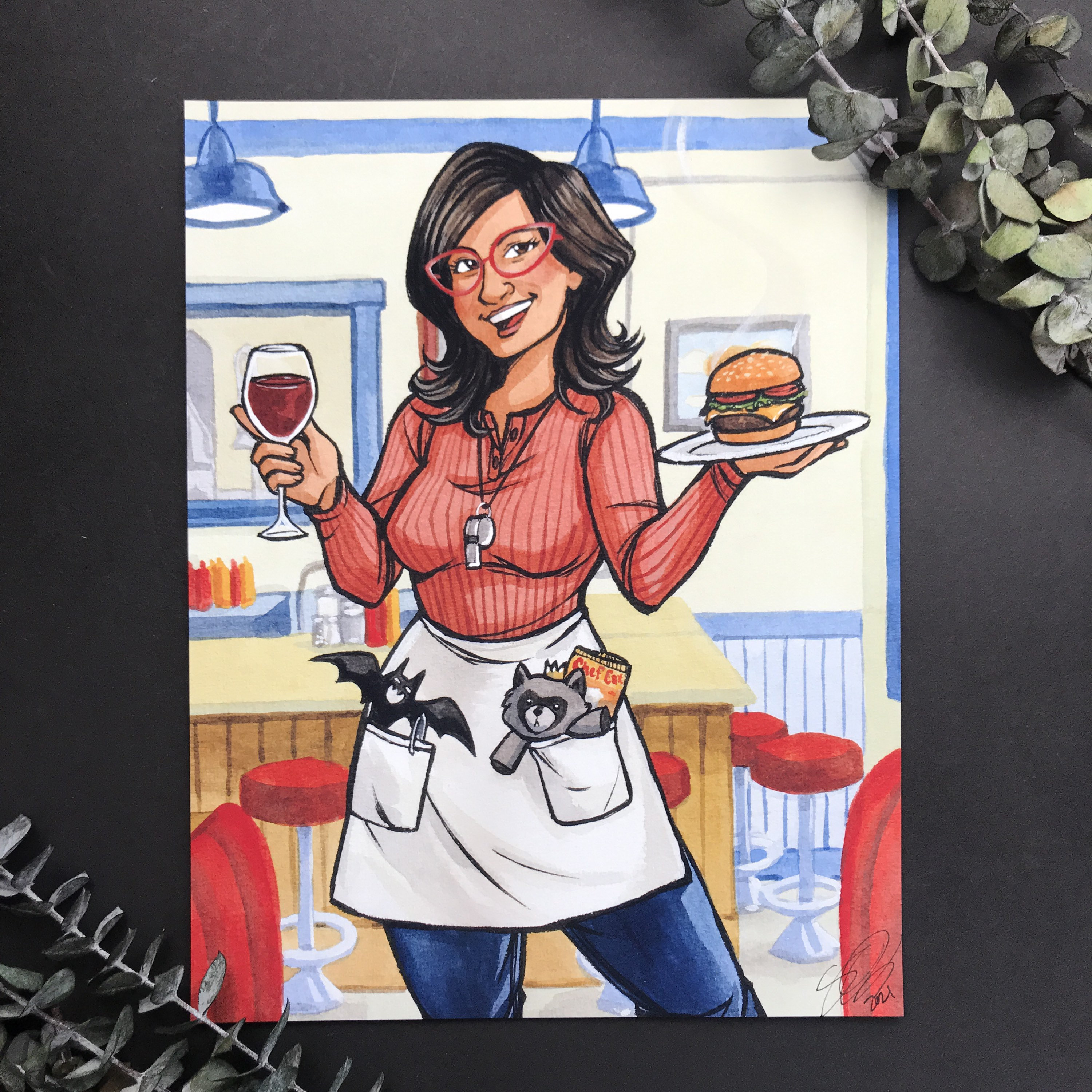 The Mom / Linda Belcher / Signed Print Original Watercolor / Galentine ...