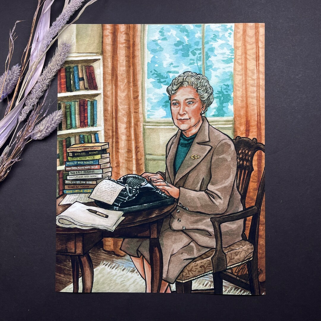 The Novelist / Agatha Christie / Signed Print Original Watercolor ...
