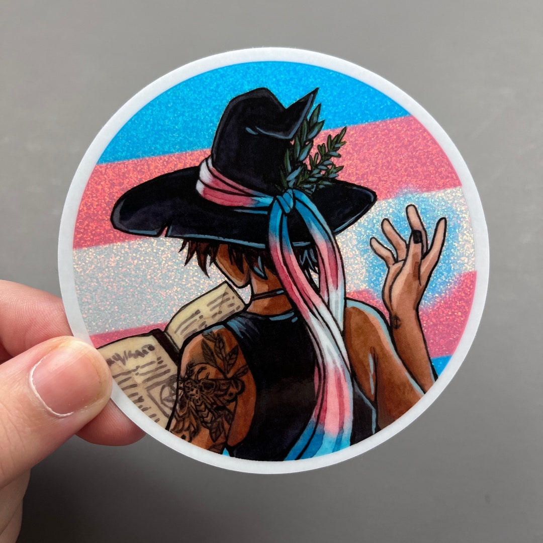 Trans Witch Sticker / Witchy Pride Sticker / Glitter Sticker ...