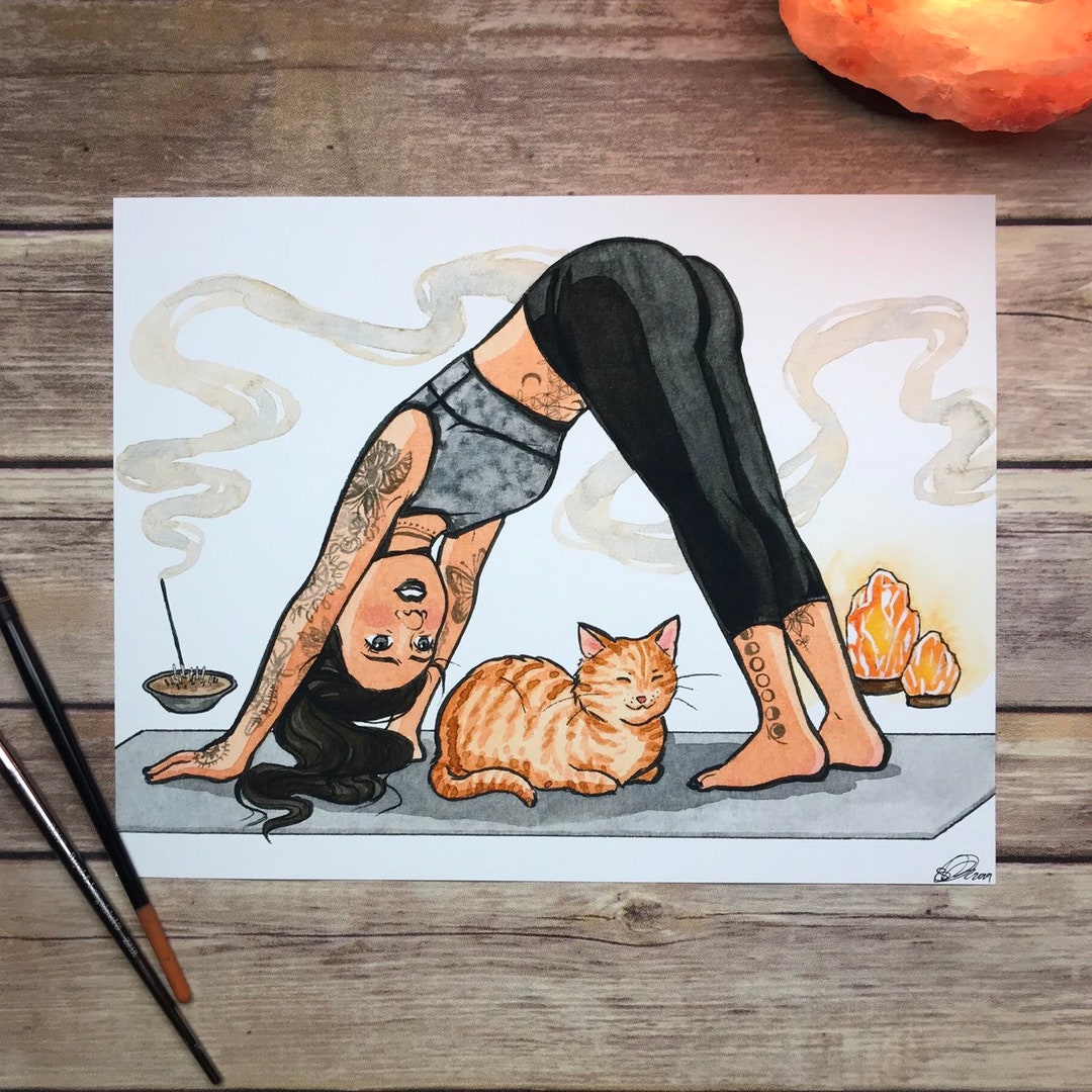 Inktober Witch / yogi Witch / Signed Print Original Watercolor - Etsy