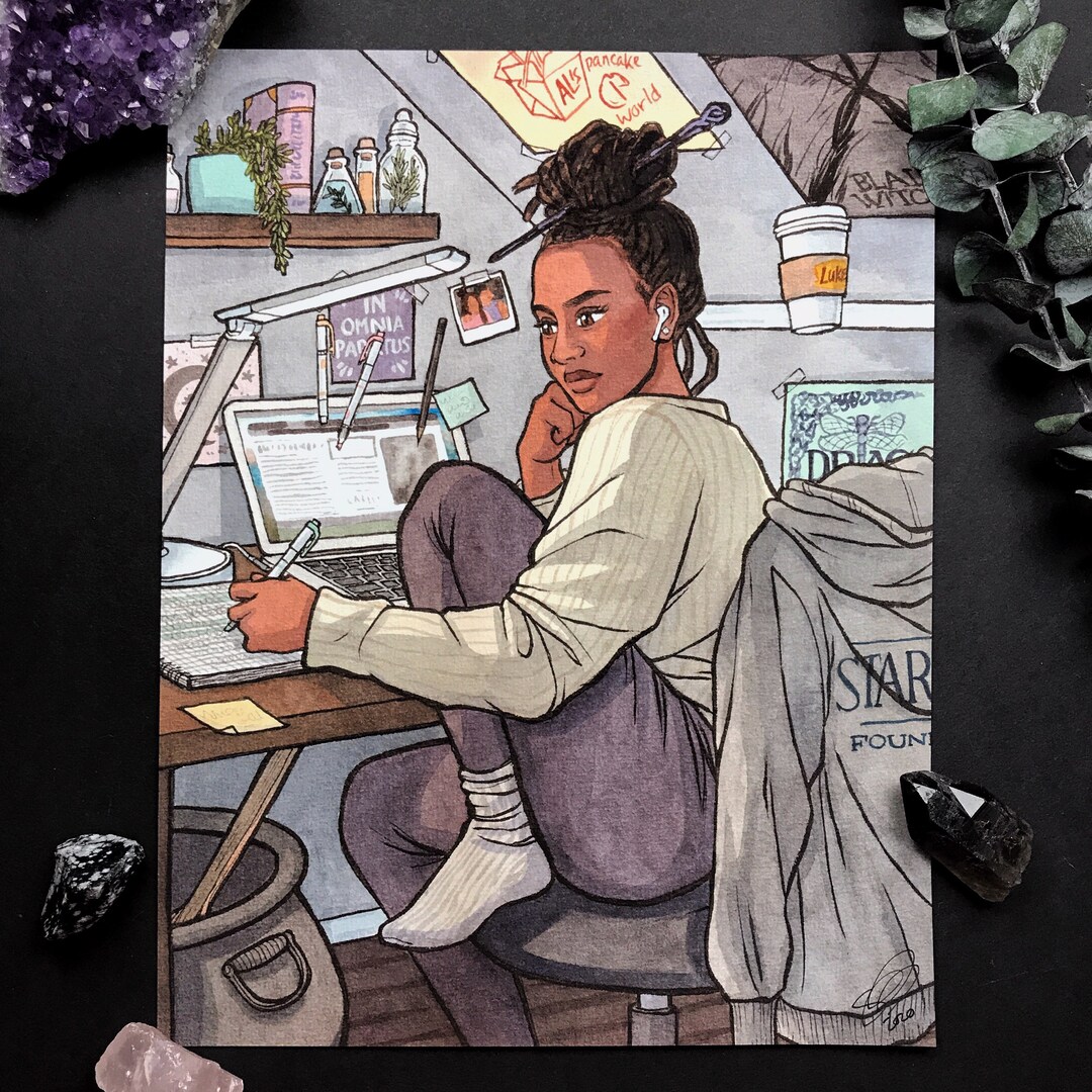 Witchtober Witch / "study Witch" / Signed Print Original Watercolor - Etsy