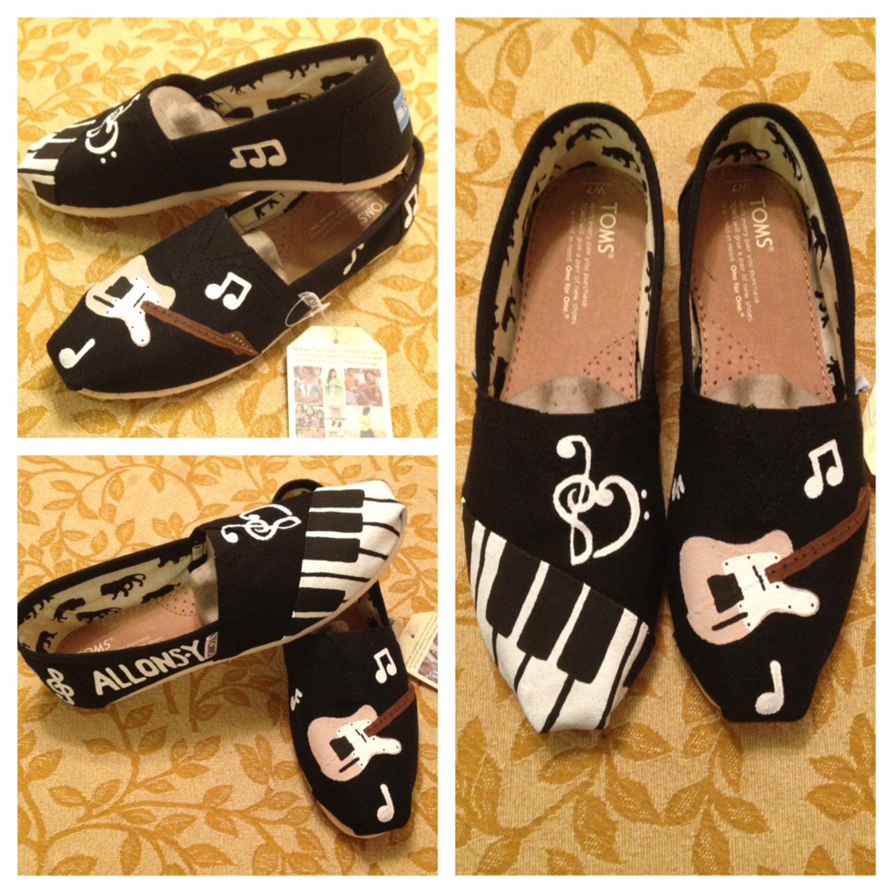 Custom Handpainted TOMS Music Musical GUITAR Notes TOMS - Etsy