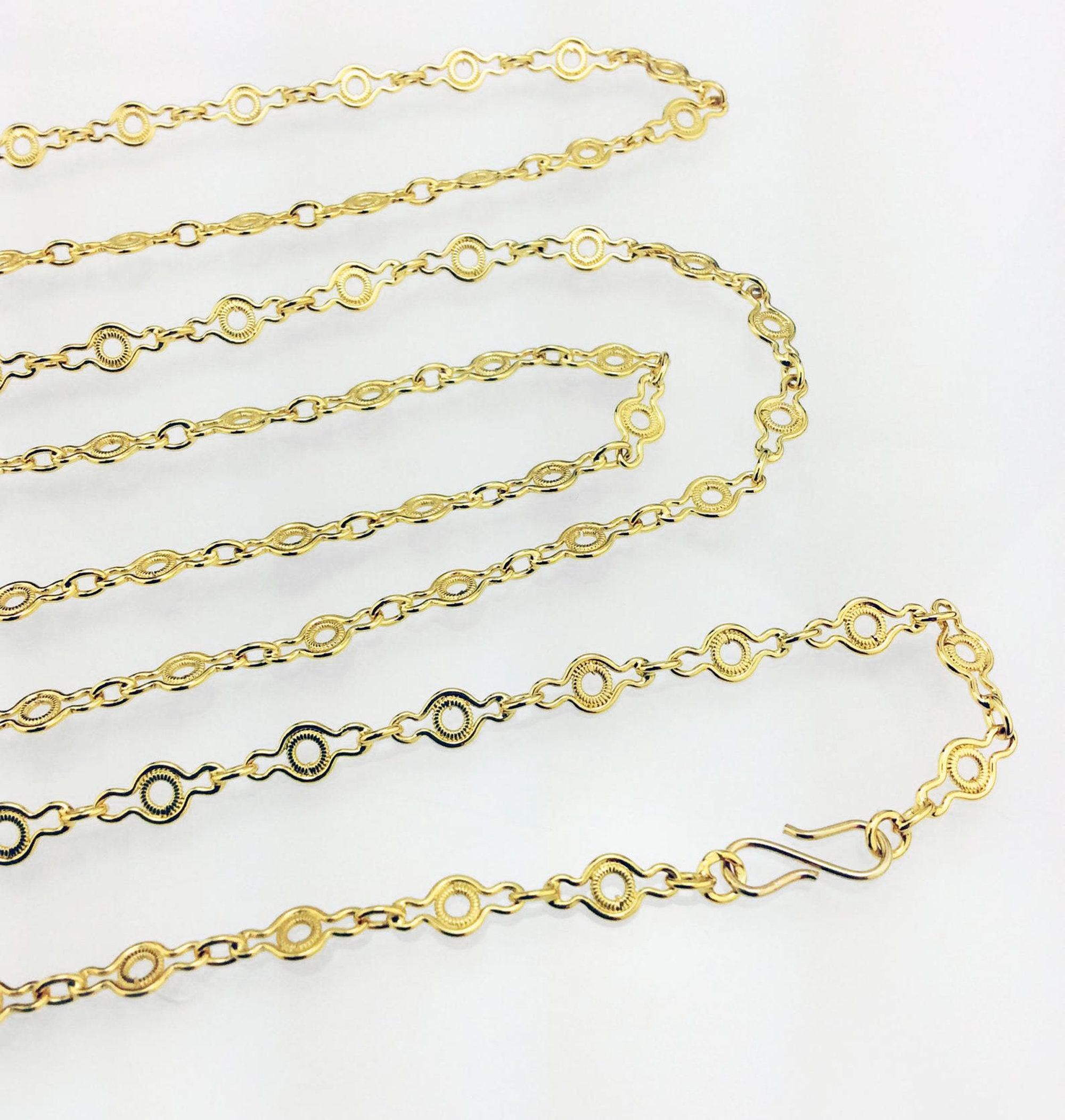 Fancy Link Chain Necklace With Scroll Filigree ~ Decorative Silver ...