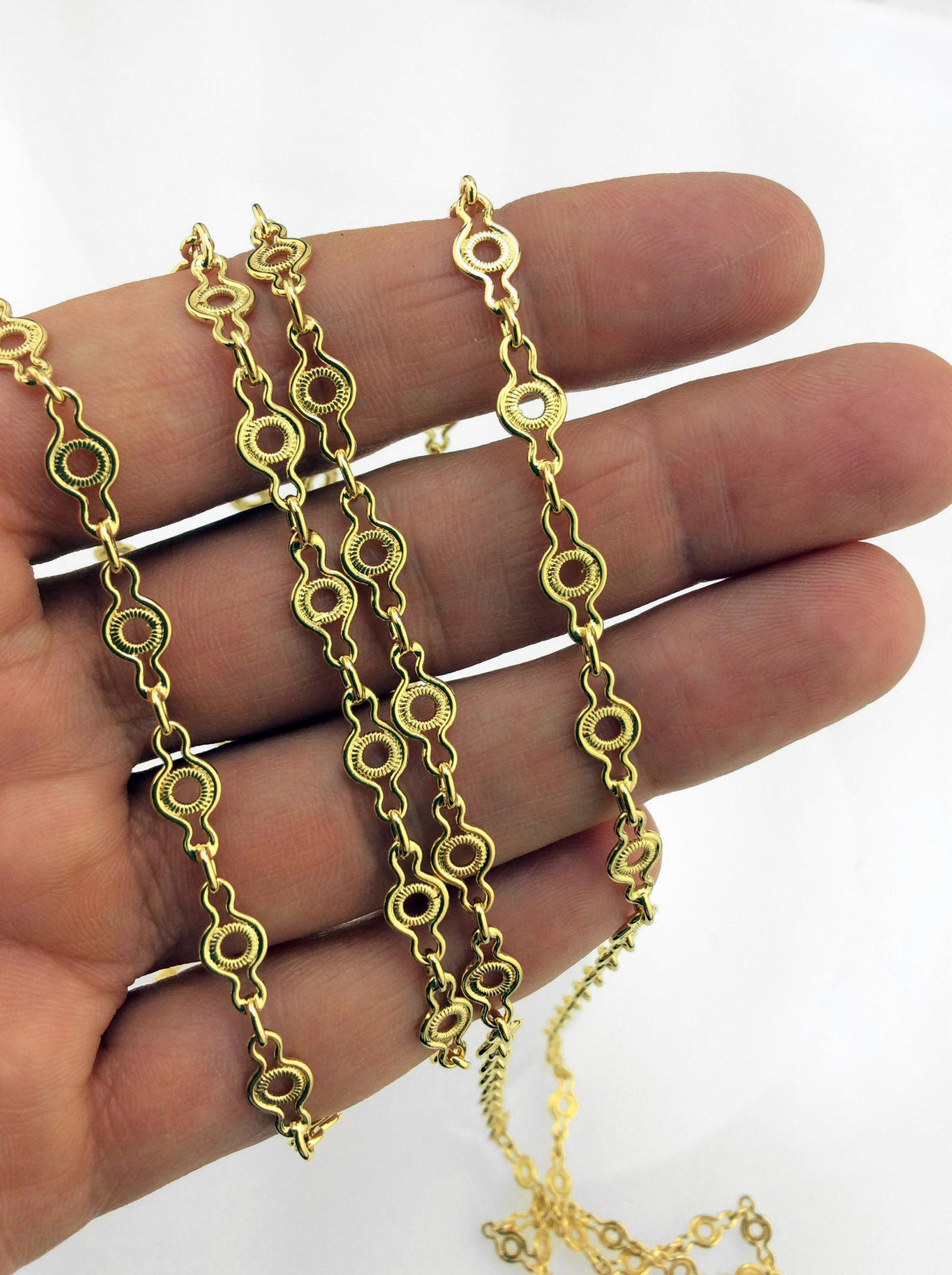 Fancy Link Chain Necklace With Scroll Filigree ~ Decorative Silver ...