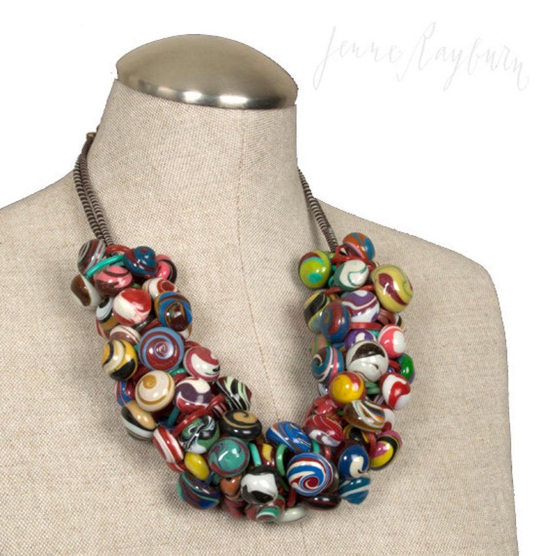 Contemporary Recycled Jewelry Upcycled Plastic Necklace Unique Handcrafted Plastic Accessory Black Red Blue Etsy