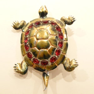 Rare 1942 Coro " Strass Turtle " Enamel & Ruby Rhinestone A. Katz ...
