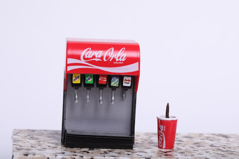 1:12 Scale Miniature Drink Pop Soda Dispenser Glass Fast Food ...