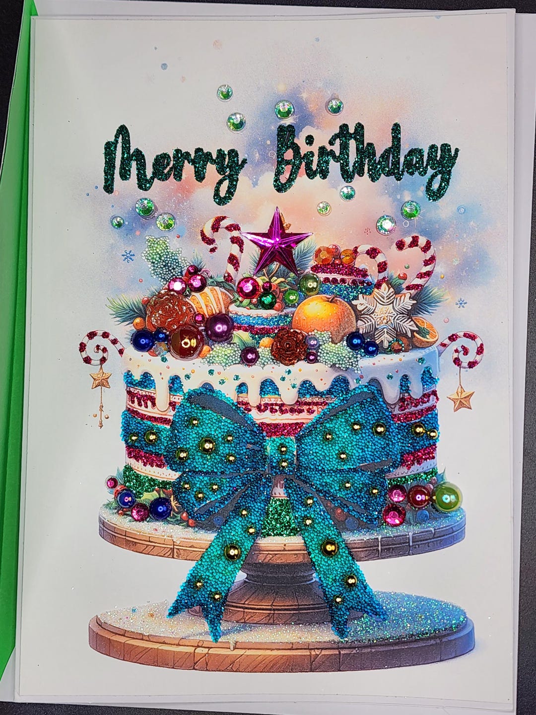 Birthday Card Christmas Birthday December Birthday Glittered Greeting ...