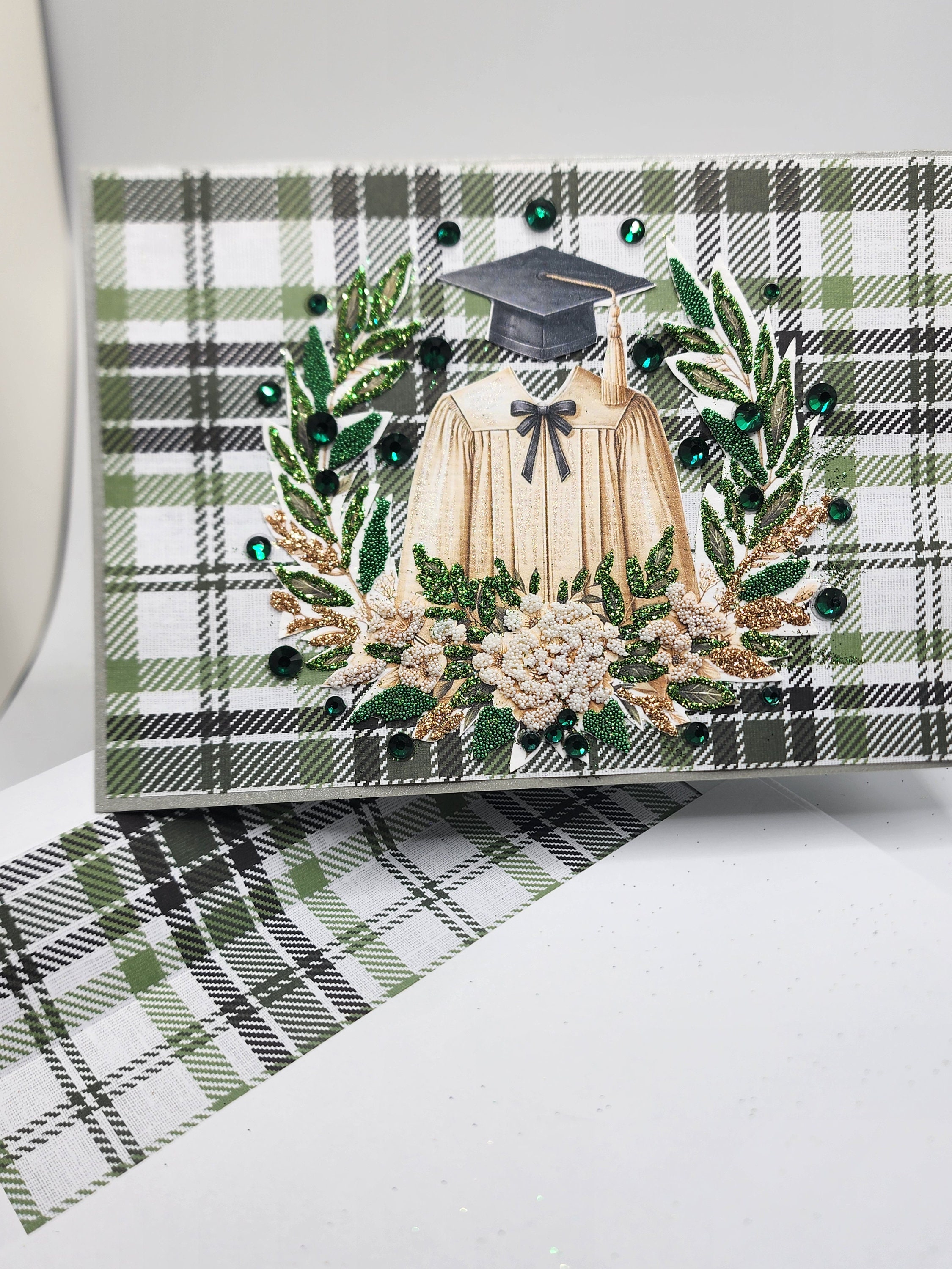 Green Tartan Graduation 2024 Glittered Greeting Card - Etsy