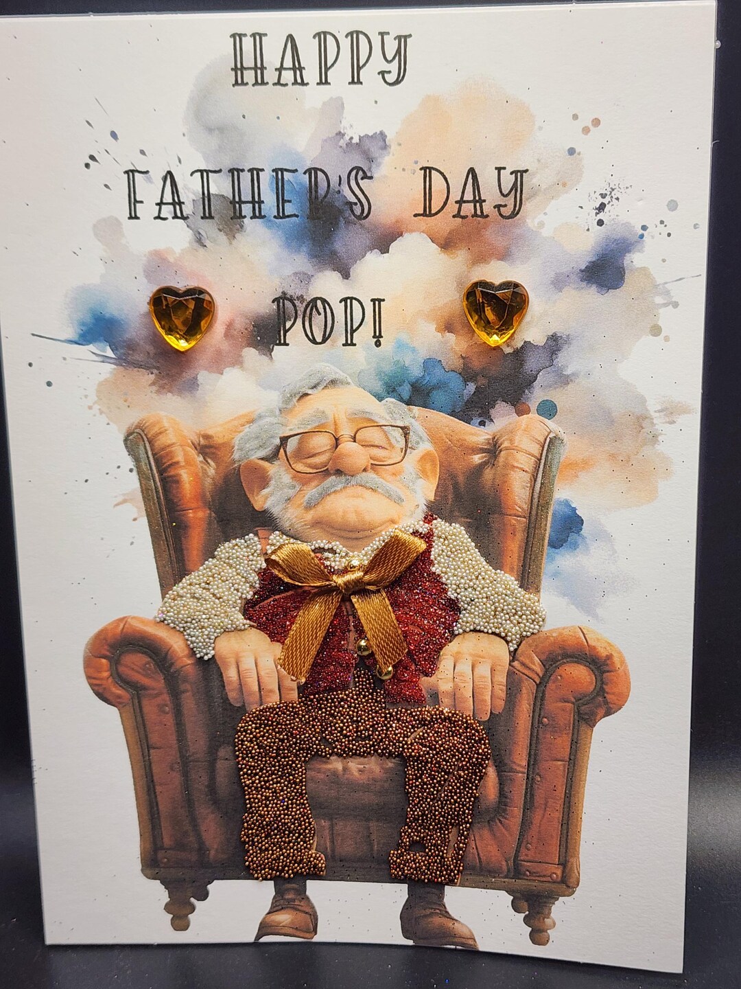 Father's Day Card Older Dad Napping Glittered Greeting Card - Etsy