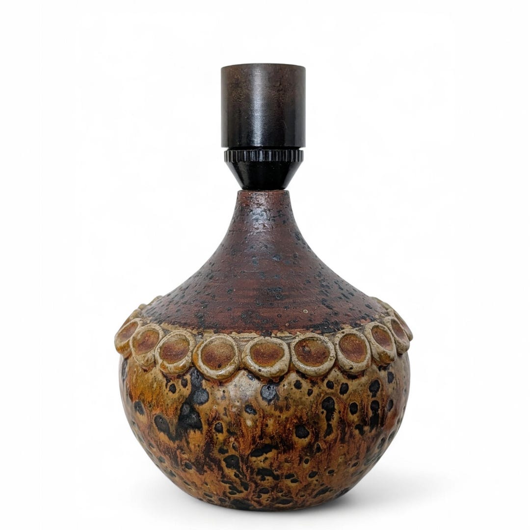 Claes Thell Ceramic Textured Brown Glaze Table Lamp Sweden 60s 70s - Etsy