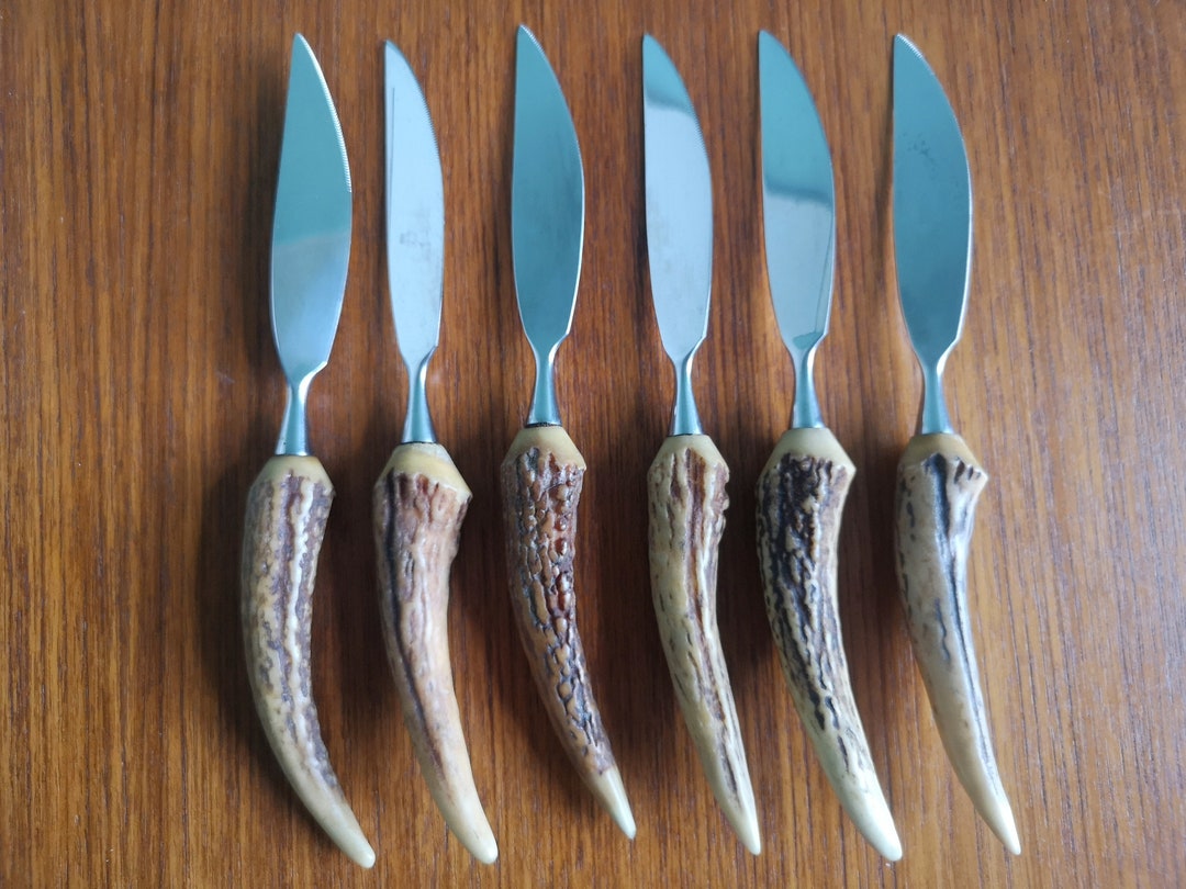 Anton Wingen Jr. Solingen Germany Set of 6 Knives Othello Stag Horn ...