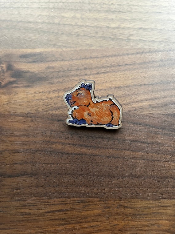 Capybara Quirky Animal Wooden Pin Badge | Etsy