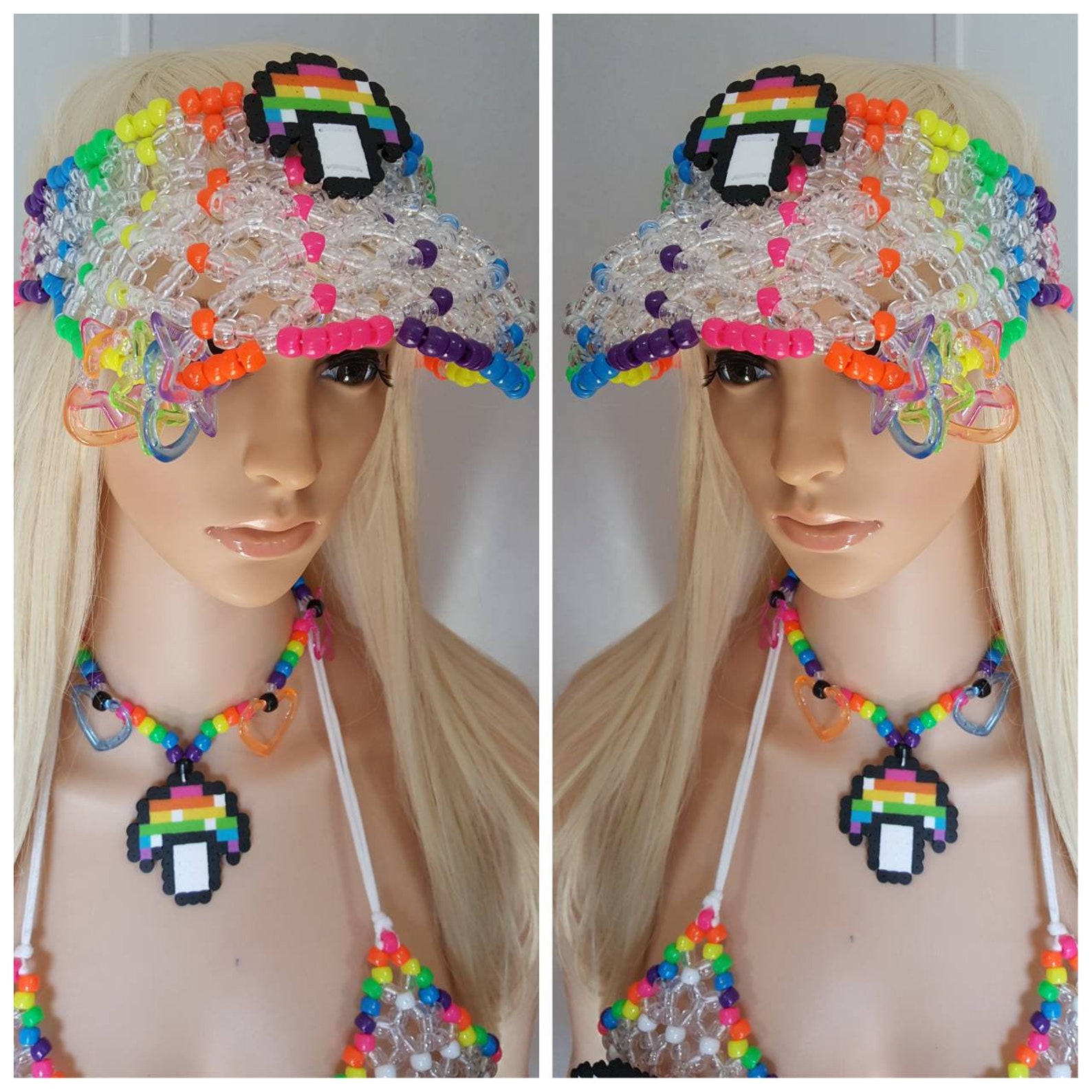 Trippy Mushroom Kandi Choker,kandi Necklace,mushroom Necklace,uv ...