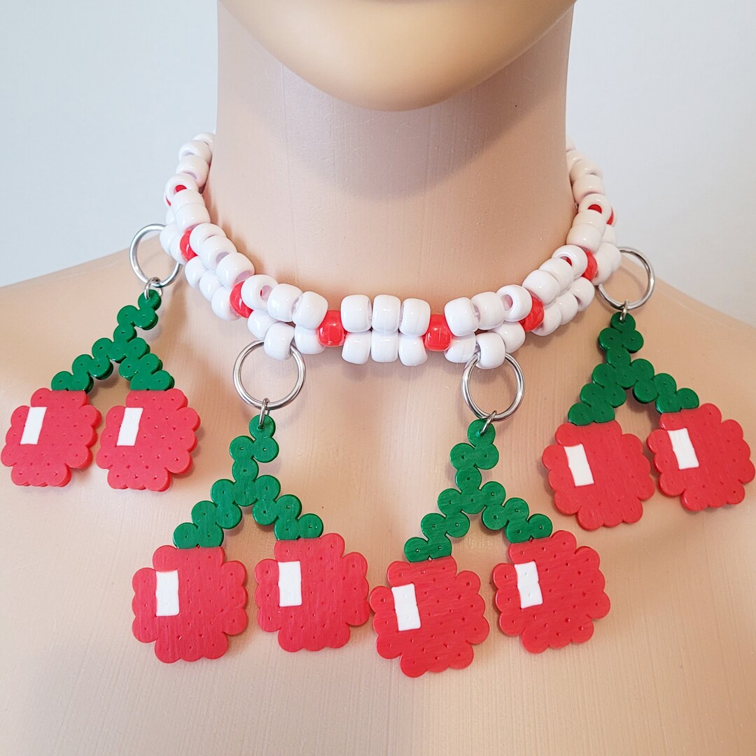 Cherry Kandi Charm Choker,rave Outfit,rave Necklace,cherry Outfit,rave ...