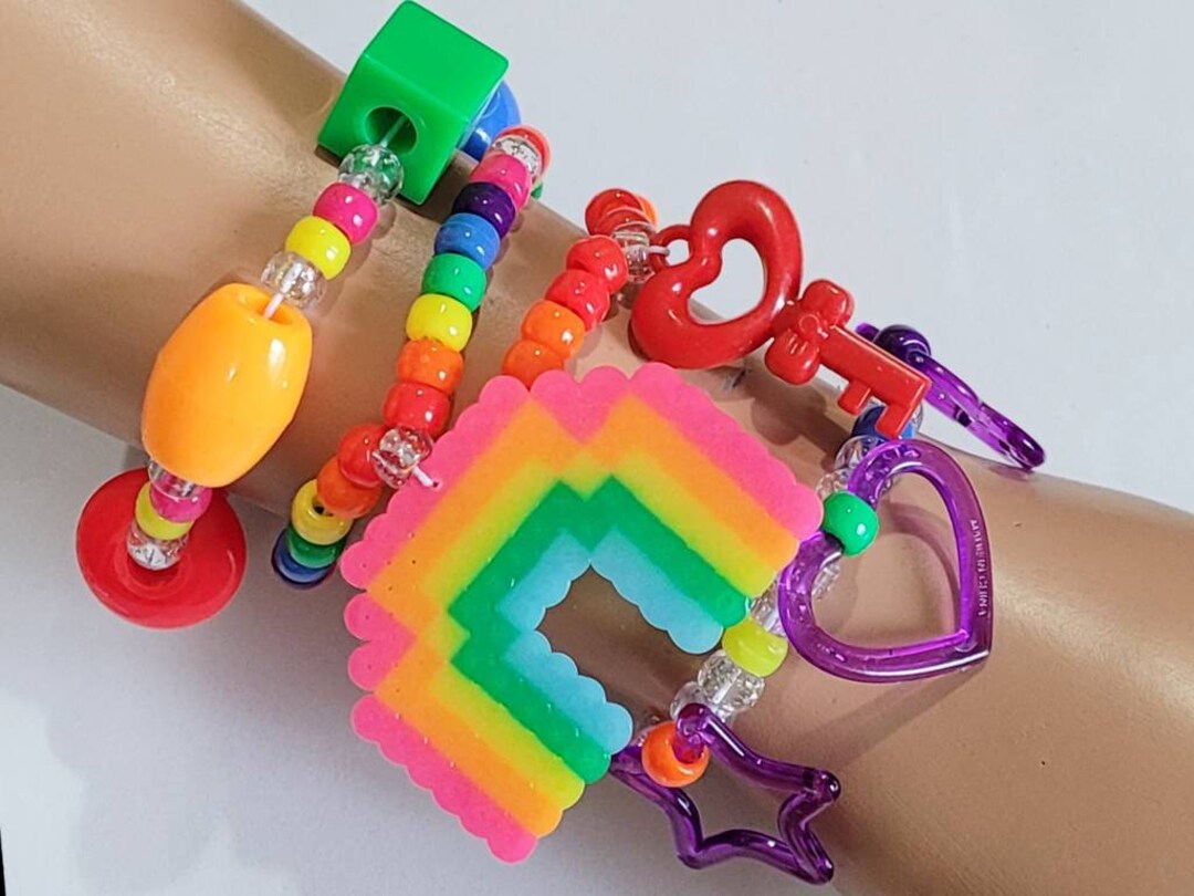 4 Speciality Kandi Bracelet Set,chunky Beads,kandi Singles,rave ...