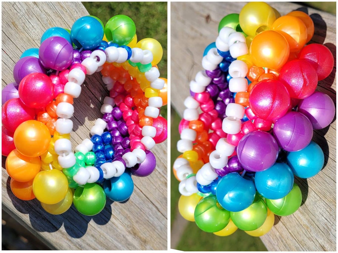 Xbase Ball Kandi Cuff Rainbow Bracelet Rainbow Cuff Edc - Etsy