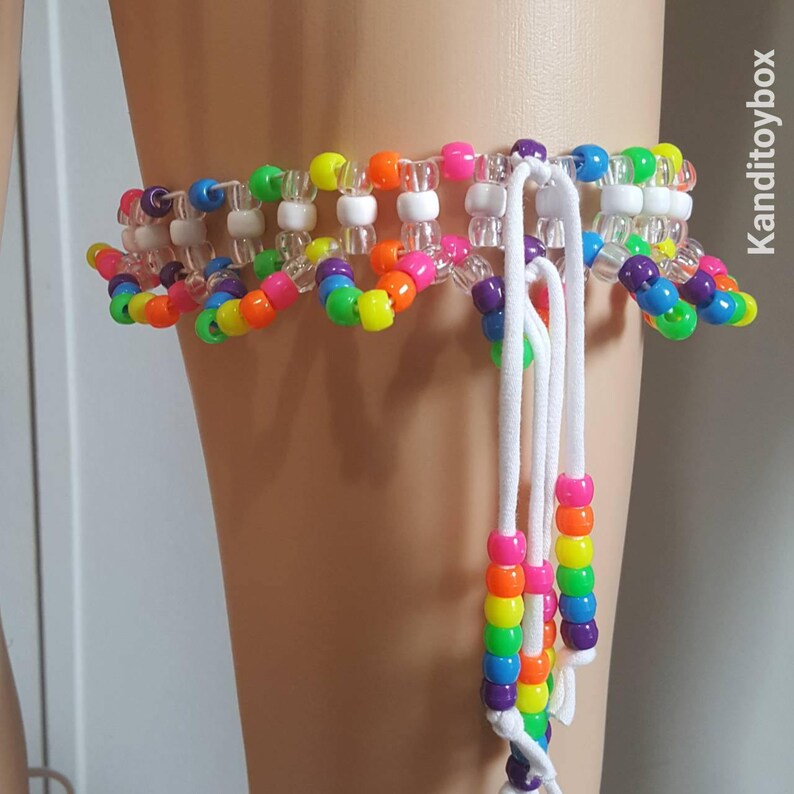Rainbow Fringe Kandi Garter Rave Outfit Festival Outfit Edc - Etsy