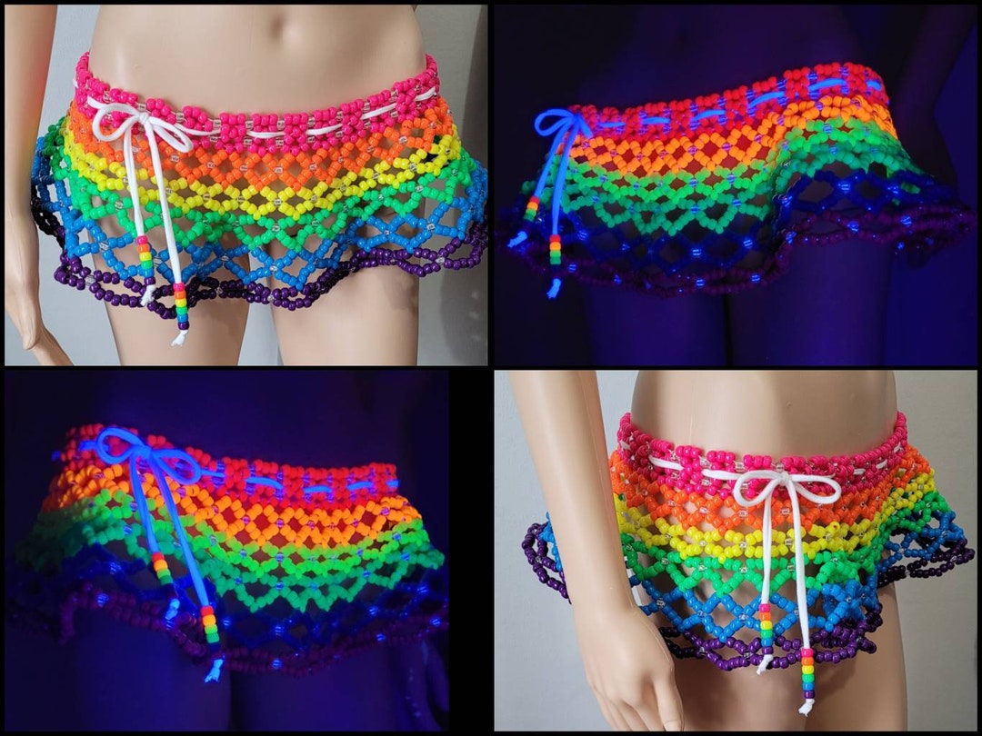Rainbow Kandi Skirt,rave Outfit,rave Skirt,edc Outfit,pride Outfit,rave ...