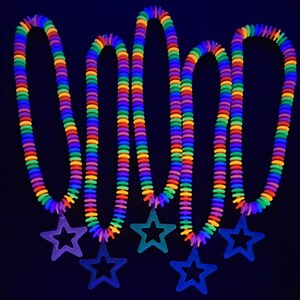 UV Rainbow Star Kandi Necklace, Rave Necklace, Rainbow Necklace,kawaii ...