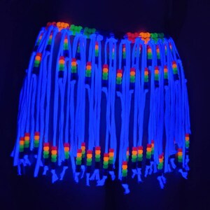 UV Rainbow Fringe Kandi Skirt, Edc Outfit, Rave Outfit, Pride Outfit ...