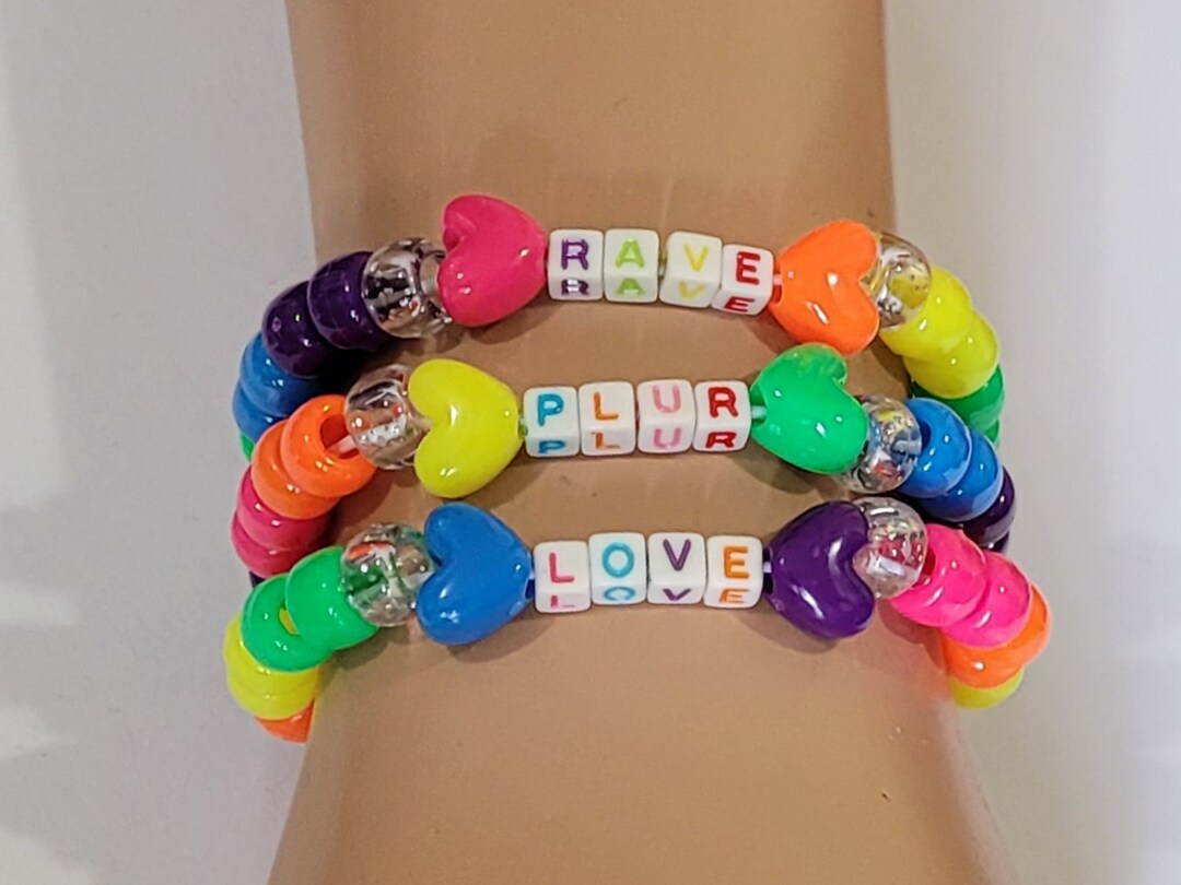 Kandi Bracelet Set of 3,rainbow Bracelets,festival Jewelry,kandi Kid ...
