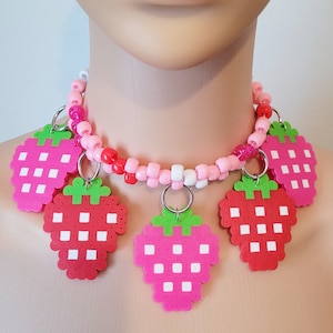 Strawberry Charm Choker,rave Outfit,rave Necklace,kandi,rave Kandi,rave ...