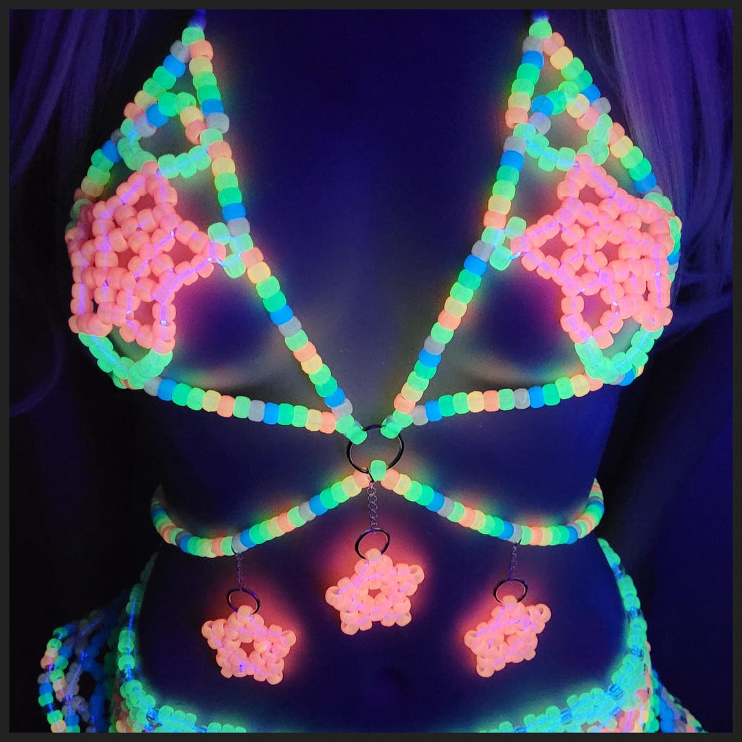Glow Star Kandi Bra,festival Outfit,rave Outfit,kandi Bra,rave Clothing ...