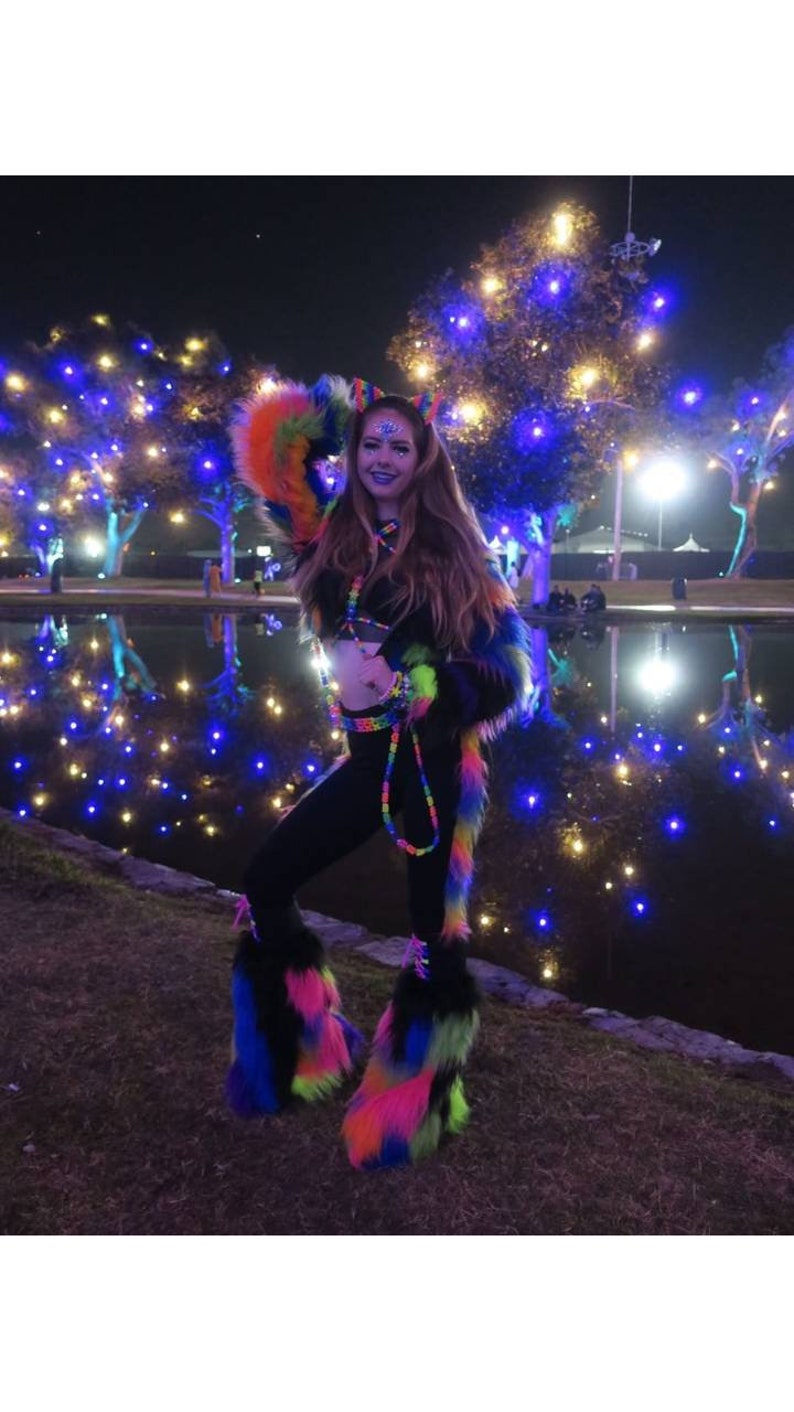 Rainbow Kandi Belt With Leash Cuffs Edc Kandirave - Etsy