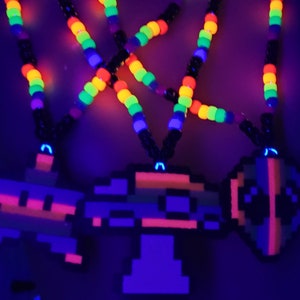Trippy Rainbow Kandi Necklaces,uv Necklace,star Necklace,alien Necklace ...
